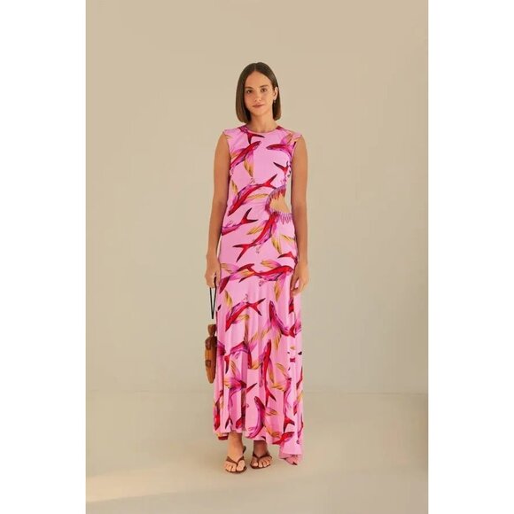 FARM Rio | Dresses | Nwt Farm Rio Pink Flying Fish Cutout Maxi Dress ...